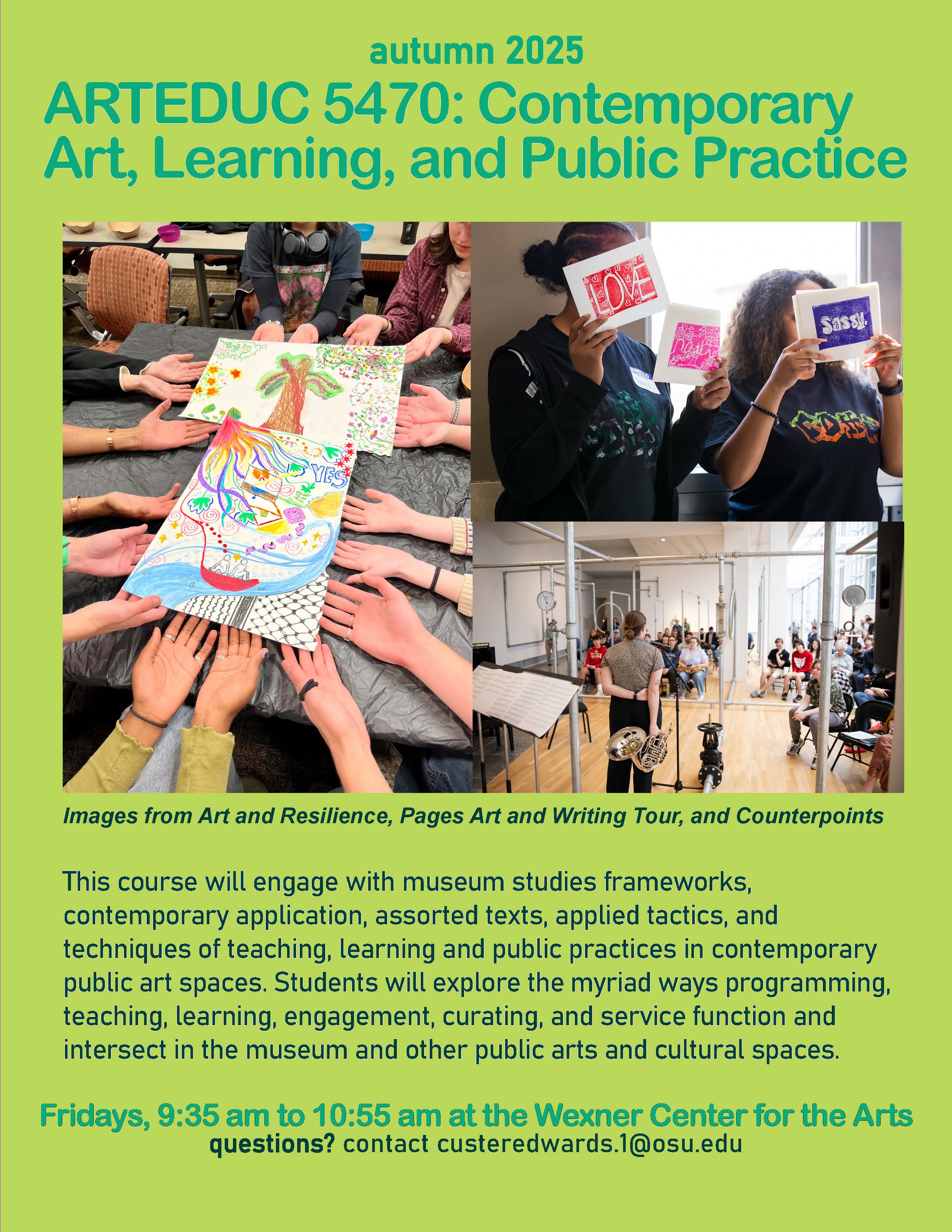 Contemporary Art, Learning, and Public Practice | Department of Arts ...